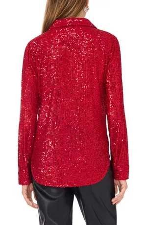 Vince Camuto Sequin Shirt - Ultra Red