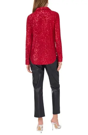 Vince Camuto Sequin Shirt - Ultra Red