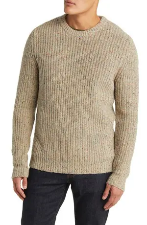 SCHOTT Donegal Wool-blend Crewneck Sweater - Tan