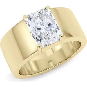 HAUTECARAT Radiant Cut Lab-created Diamond Ring - 4.00 Ctw 18k Yellow Gold