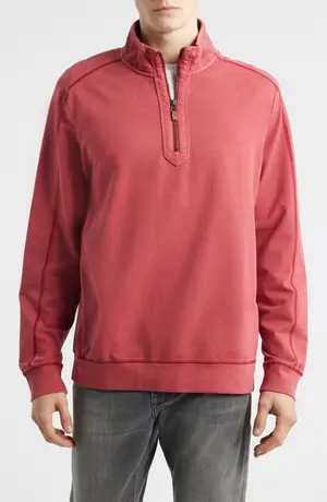 Tommy Bahama Ben & Terry Half Zip Sweatshirt - Deep Havana