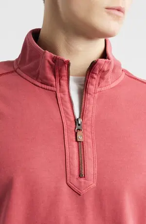 Tommy Bahama Ben & Terry Half Zip Sweatshirt - Deep Havana