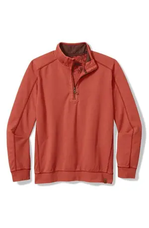 Tommy Bahama Ben & Terry Half Zip Sweatshirt - Deep Havana