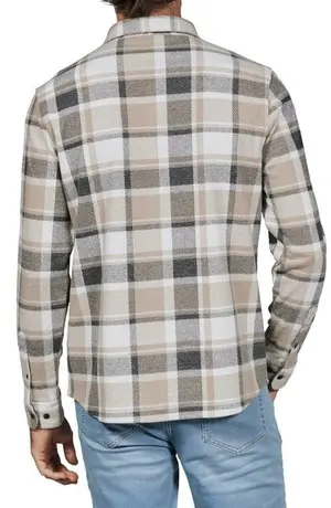 7 Diamonds Generation Plaid Stretch Flannel Button-up Overshirt