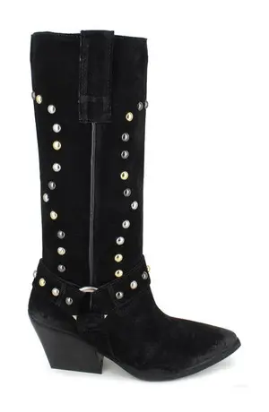 ZIGINY Giana Studded Western Boots - Black