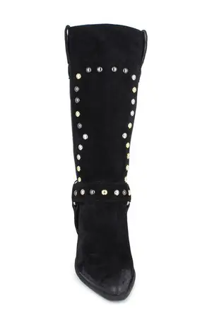 ZIGINY Giana Studded Western Boots - Black