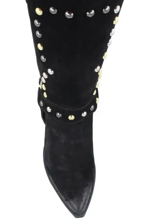 ZIGINY Giana Studded Western Boots - Black
