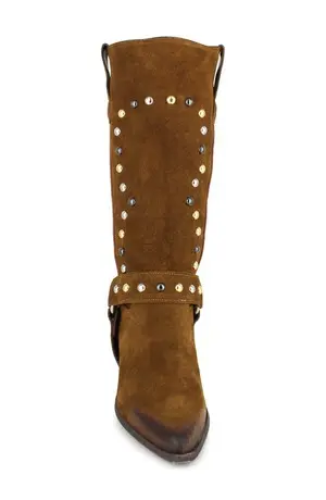 ZIGINY Giana Studded Western Boots - Tan Suede