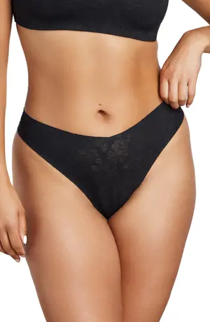 SIELLA Soft Lace Thong - Black