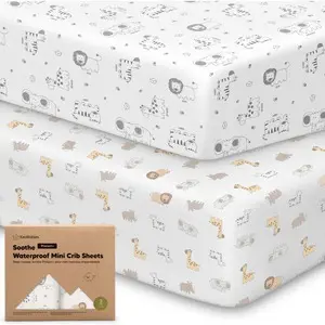 KEABABIES 2-pack Soothe Protect+ Waterproof Mini Crib Sheets - Keasafari