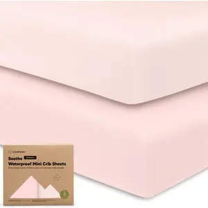 KEABABIES 2-pack Soothe Protect+ Waterproof Mini Crib Sheets - Mist Rose