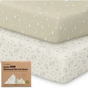 KEABABIES 2-pack Soothe Protect+ Waterproof Mini Crib Sheets - Pine Grove