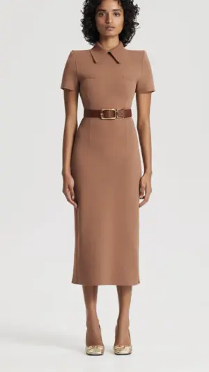 Scanlan Theodore Crepe Knit Collar Dress