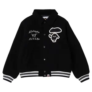A BATHING APE Melton Varsity Jacket - Black