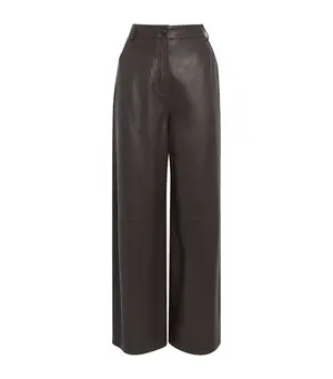 YVES SALOMON Lambskin Wide-leg Trousers - Beige