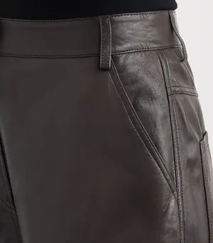 YVES SALOMON Lambskin Wide-leg Trousers - Beige