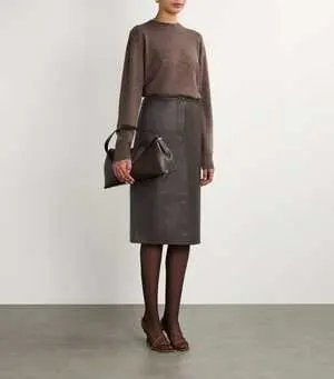 YVES SALOMON Nappa Leather Midi Skirt