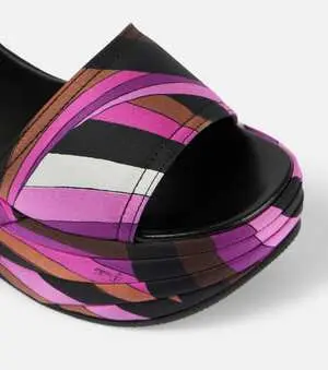 Emilio Pucci Satin Platform Sandals With Ankle Strap