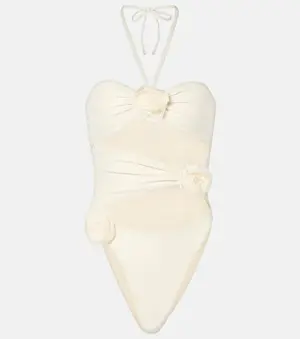 SAME Floral-applique Cutout One-piece Swimsuit - White
