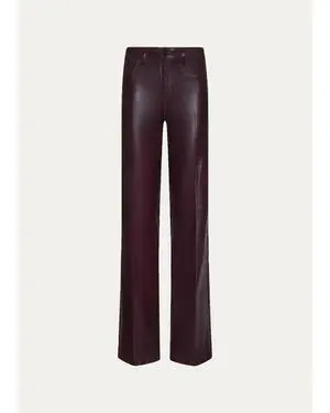 L'AGENCE Clayton Coated Wide-leg Jeans - Deep Sangr