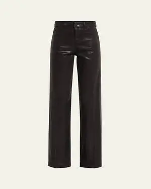 L'AGENCE Clayton Coated Wide-leg Jeans - Driftwood