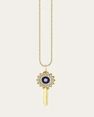 SYDNEY EVAN 14k Yellow Lapis And Diamond Key Charm - Gold