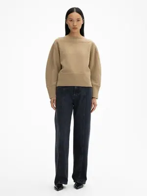 HOUSE OF DAGMAR Curved Knit Sweater