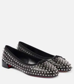 CHRISTIAN LOUBOUTIN Spiked Leather Ballet Flats - Black
