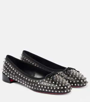 CHRISTIAN LOUBOUTIN Spiked Leather Ballet Flats - Black