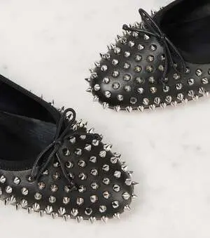 CHRISTIAN LOUBOUTIN Spiked Leather Ballet Flats - Black