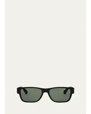 BVLGARI BVLGARI Aluminum Geometric Sunglasses Black Green