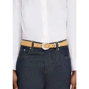 Simonnot Godard Nubuck Suede Western Belt - Beige