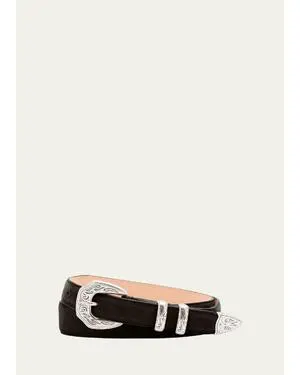 Simonnot Godard Nubuck Suede Western Belt - Gray