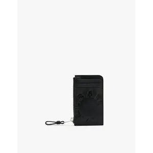 ALLSAINTS Tierra Isamu Embossed Leather Card Holder - Black