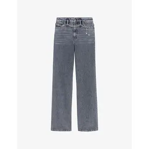 Maje Chain-belt High-rise Stretch-denim Jeans - Noir / Gris
