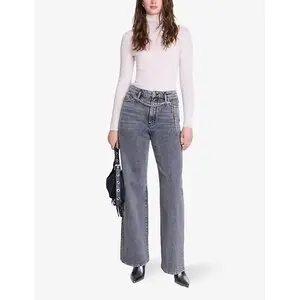 Maje Chain-belt High-rise Stretch-denim Jeans - Noir / Gris