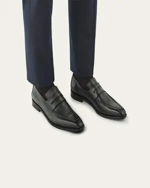Berluti Andy Demesure Flex Leather Penny Loafers - Nero Verde