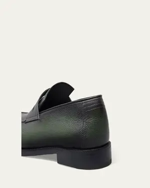 Berluti Andy Demesure Flex Leather Penny Loafers - Nero Verde
