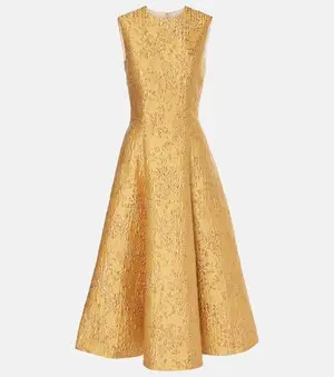 EMILIA WICKSTEAD Mara Floral Jacquard Midi Dress - Gold