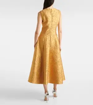 EMILIA WICKSTEAD Mara Floral Jacquard Midi Dress - Gold