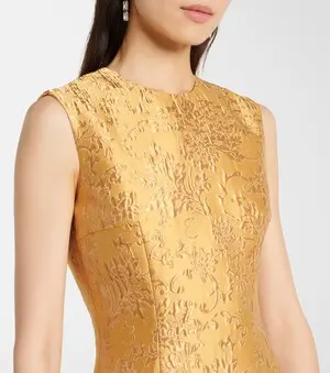 EMILIA WICKSTEAD Mara Floral Jacquard Midi Dress - Gold