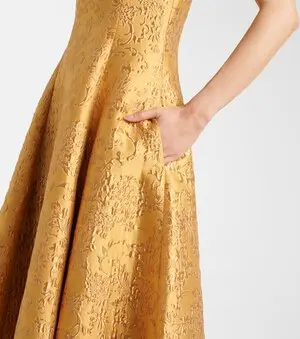 EMILIA WICKSTEAD Mara Floral Jacquard Midi Dress - Gold