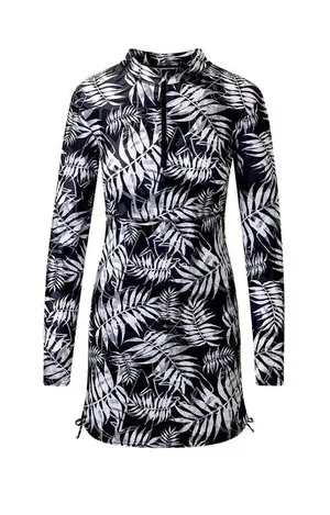 UV SKINZ Convertible Swim Shirtdress Black Palms