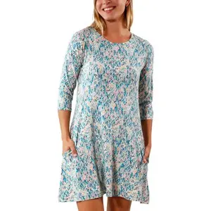 UV SKINZ 3/4 Sleeve Swing Dress - River Painted Eden