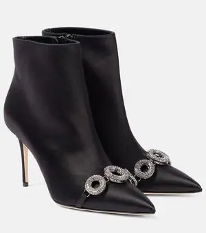 Manolo Blahnik Balvisa Embellished Satin Ankle Boots