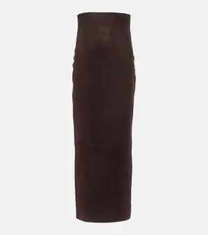 Khaite Loxley Leather Pencil Skirt - Brown