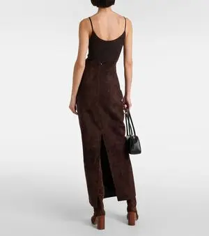Khaite Loxley Leather Pencil Skirt - Brown