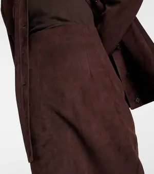 Khaite Loxley Leather Pencil Skirt - Brown