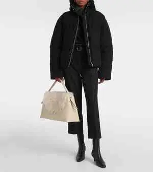 TOTEME T-lock Large Shearling-trimmed Shoulder Bag - White