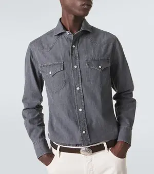 Brunello Cucinelli Denim Shirt - Grey